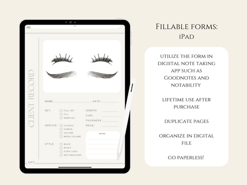 Digital Eyelash Client Record Book – Beautifiedbymana